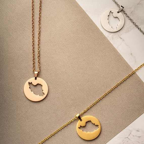 Iran Map Necklace Iran Country Necklace 18K Gold Plated | Etsy