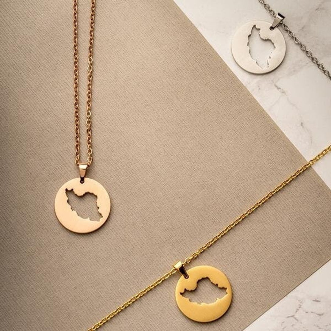 Iran Map Necklace Iran Country Necklace 18K Gold Plated - Etsy