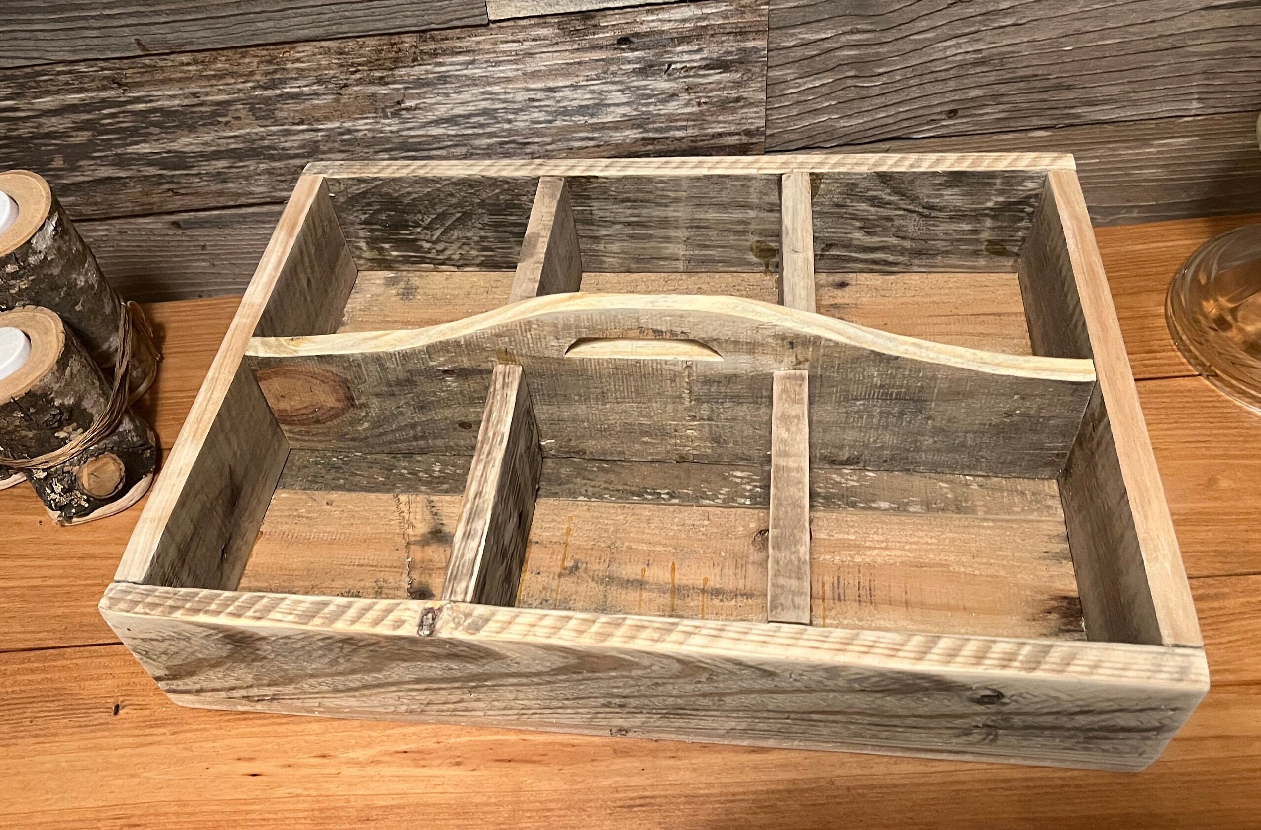 Rustic Wood Decor Caddy Carrier Garden Tote Tool Box 6 Section - Etsy
