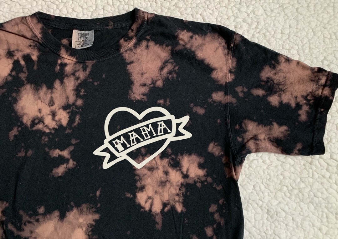 Mama Tattoo Style Heart Bleach Tie Dye Comfort Colors T-shirt - Etsy