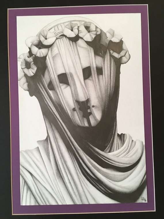 Veiled Statue Pencil Drawing | Etsy