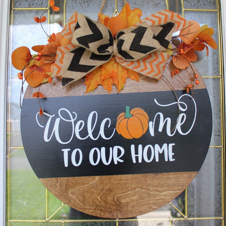Welcome Pumpkin Porch Sign Set - Etsy
