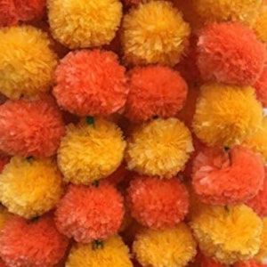 Pack of 20 Artificial Marigold Garlands Flower Strings Wedding Mehndi ...