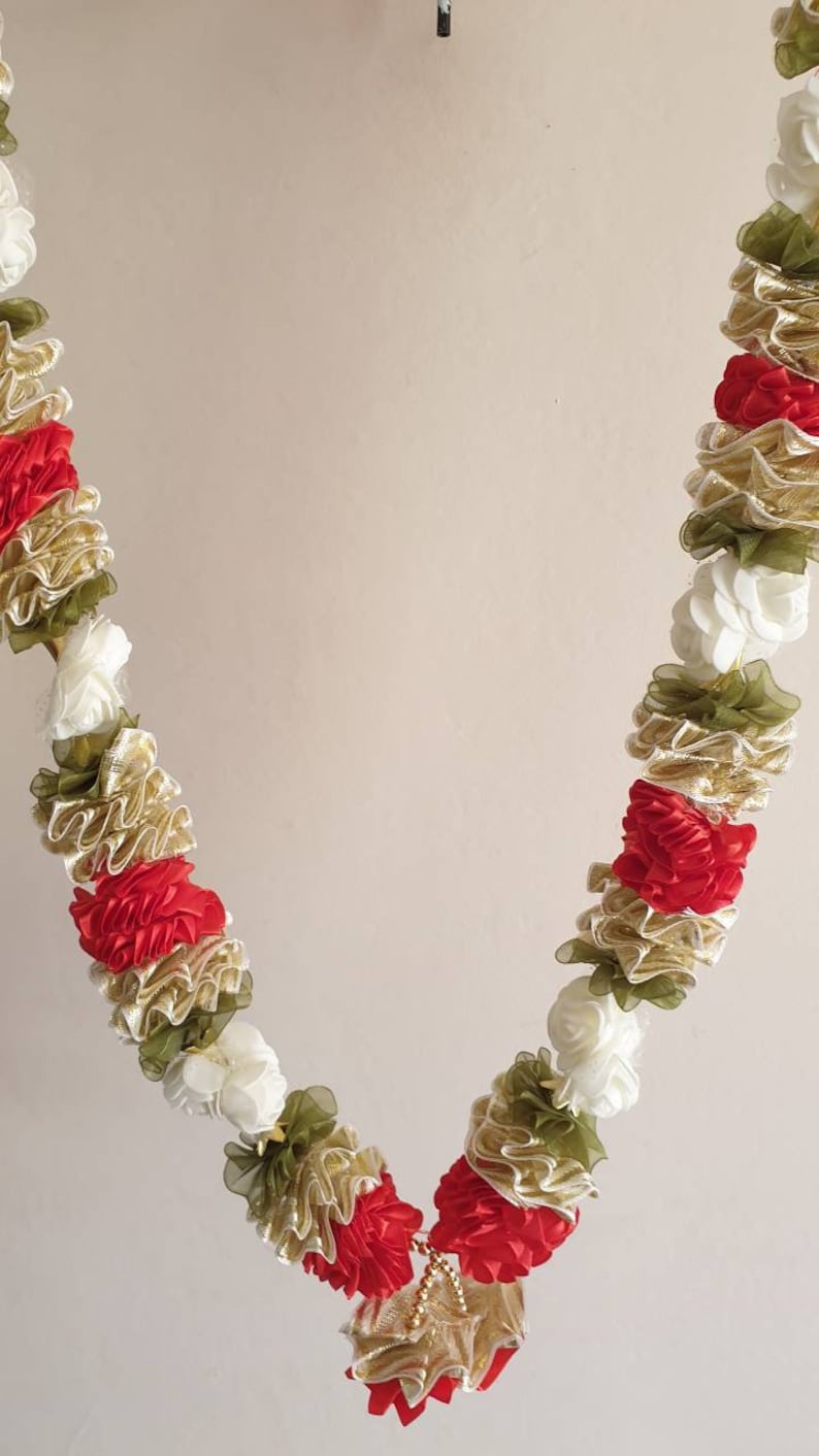 Red & Gold Indian Wedding Garland, Artificial Flower Mala - Etsy UK