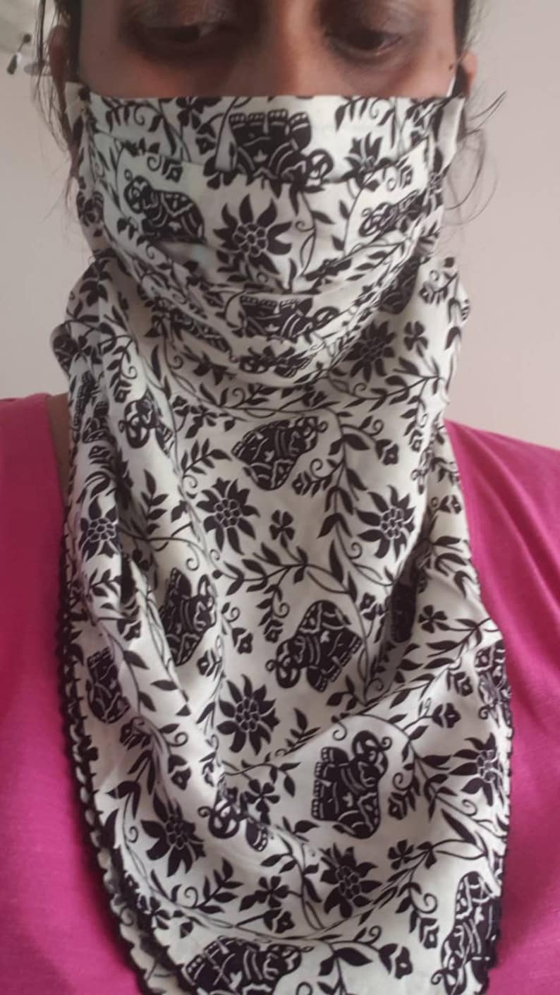 Face Mask With Scarf Rayon Sun Protection Hanging Ear Scarves - Etsy