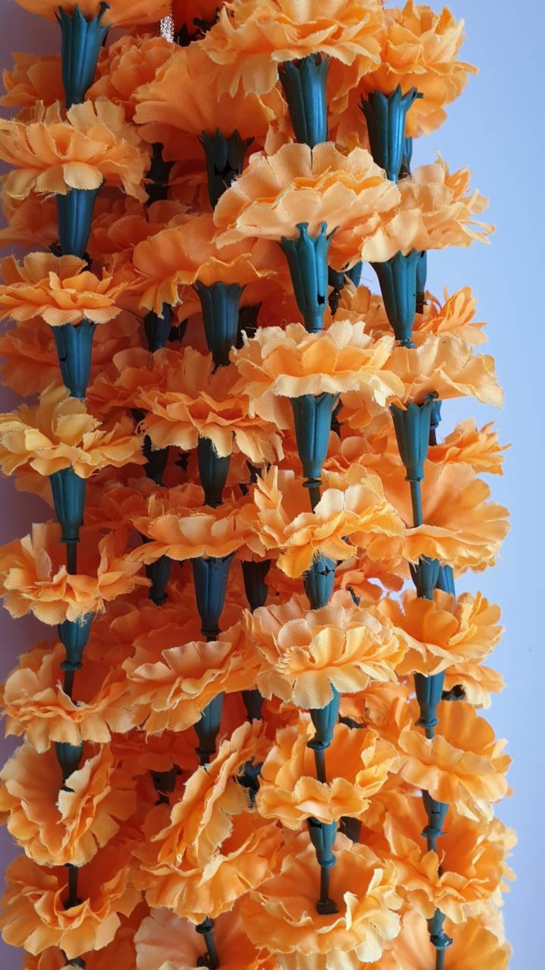Marigold Artificial Flower Garland 5 Feet Light Orange Mehndi - Etsy