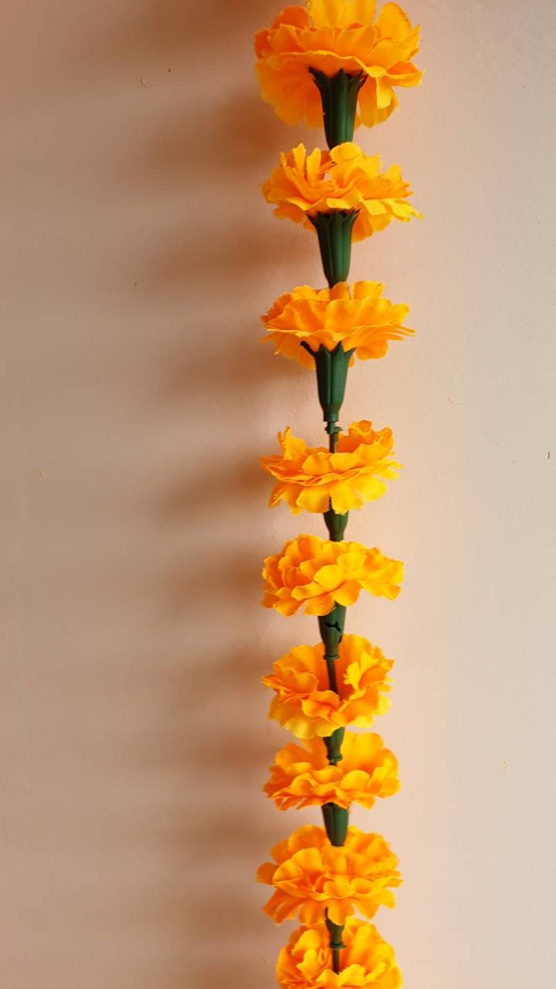 Marigold Artificial Flower Garland 5 Feet Light Orange Mehndi - Etsy