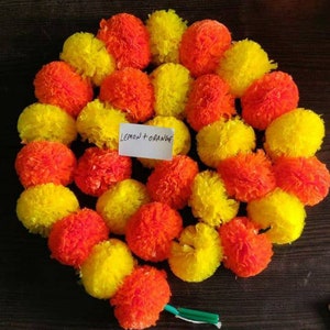 Pack of 10 Artificial Marigold Garlands Flower Strings Wedding Mehndi ...