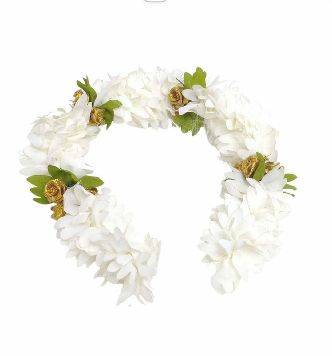 White Flower Gajra: Indian Bridal Hair Accessory, Handmade Veni - Etsy