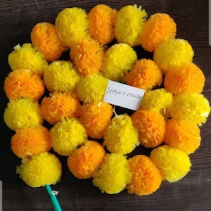 Pack of 10 Artificial Marigold Garlands Flower Strings Wedding Mehndi ...