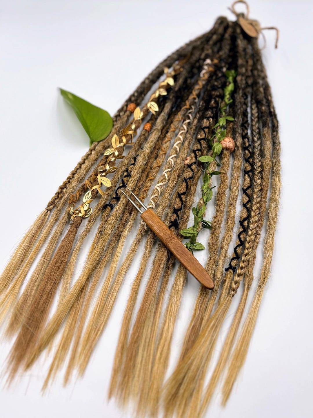 Autumn Style Ombre Boho Dreadlocks / Decorated Set of Natural Honey ...