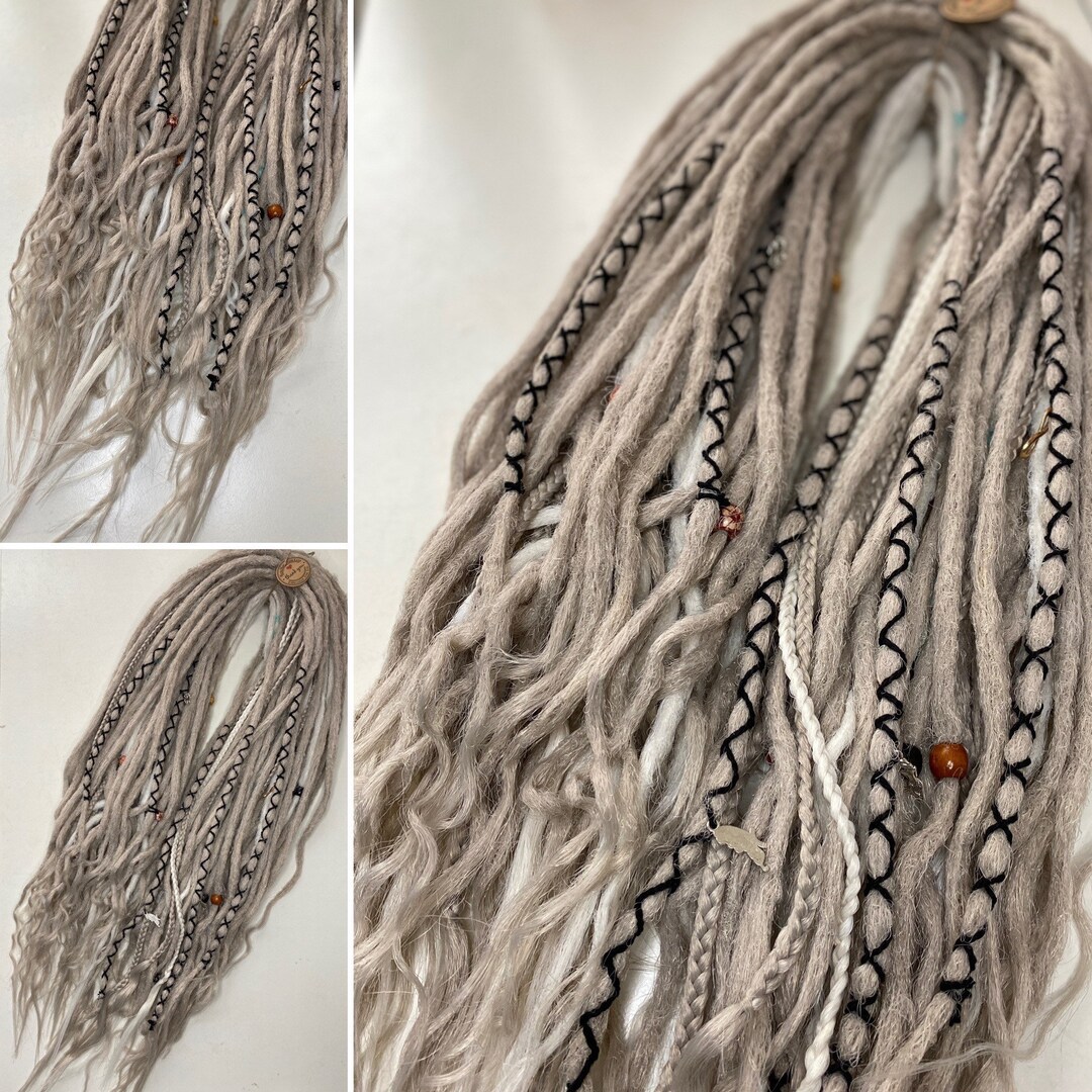 Silver White Curly Dreads / Synthetic Dreadlocks Extensions Double ...