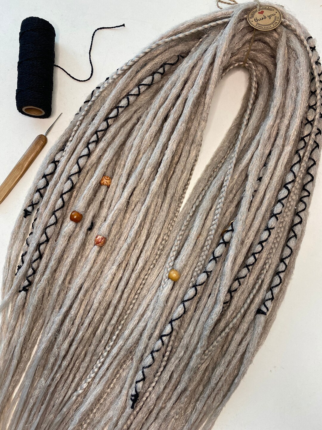 Silver White Dreads / Decorated Set of Synthetic Dreadlock Extensions ...