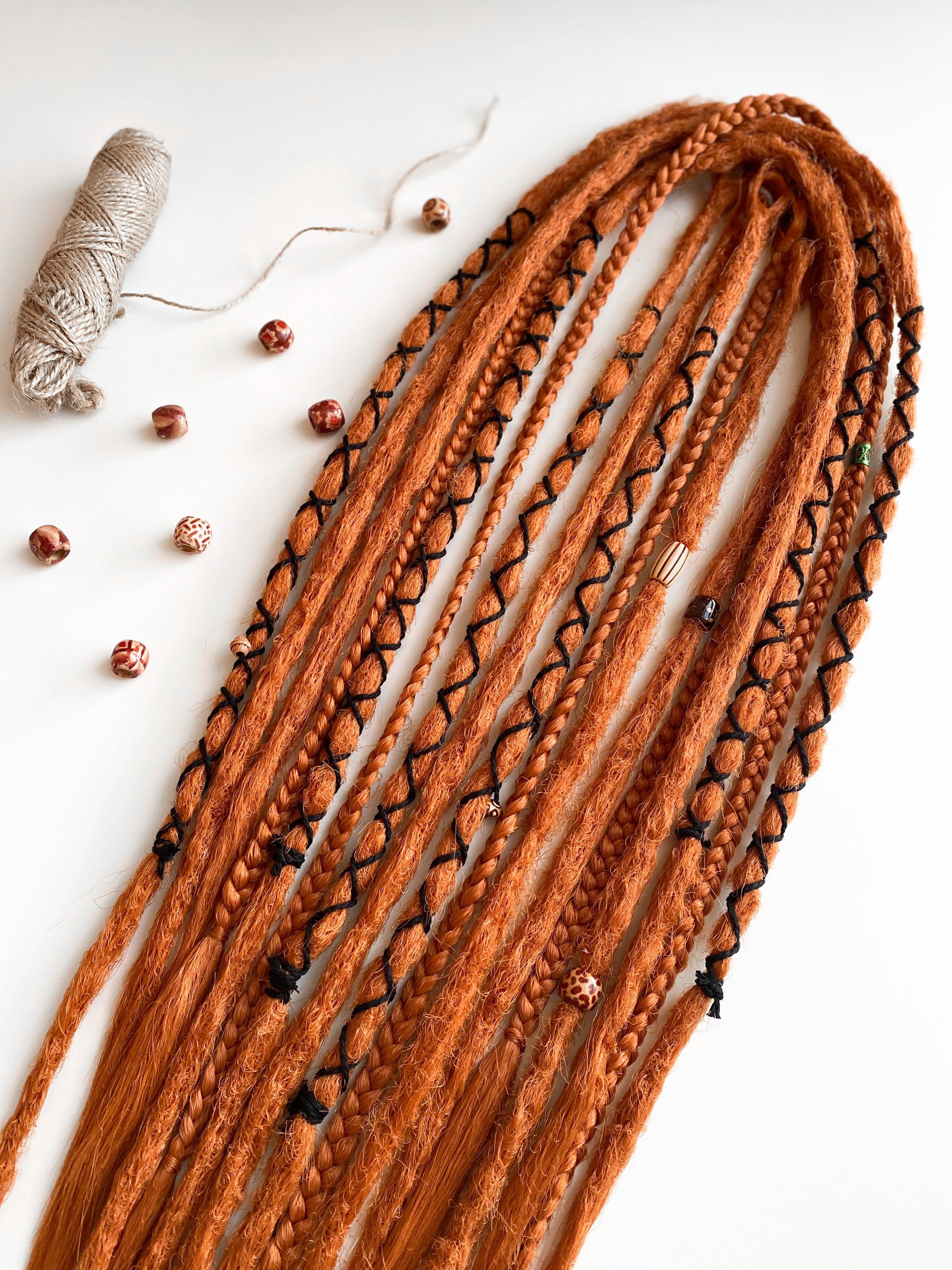 Decorated Set of Ginger Fire Dreads / Synthetic Dreadlocks | Etsy