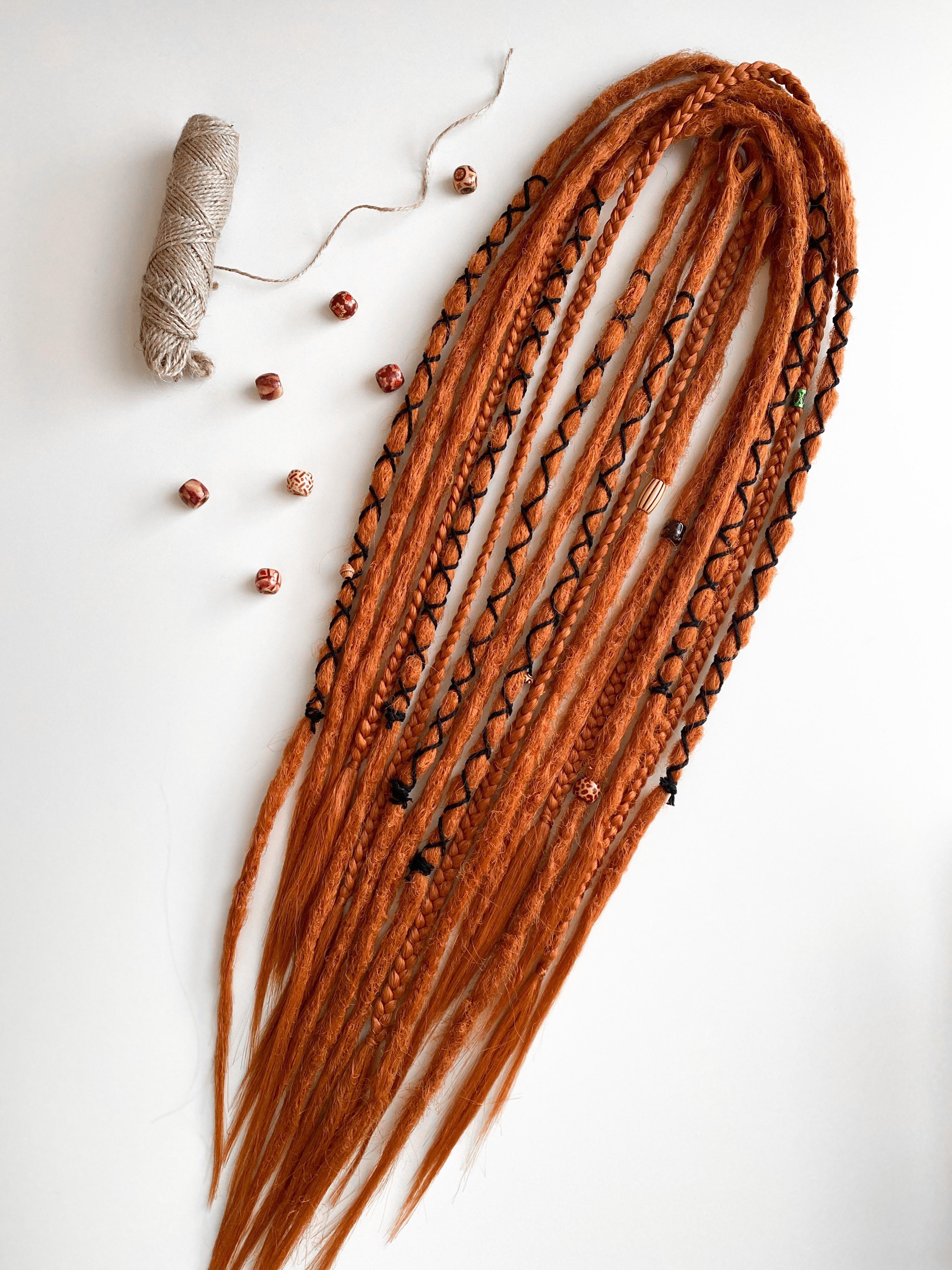 Decorated Set of Ginger Fire Dreads / Synthetic Dreadlocks | Etsy