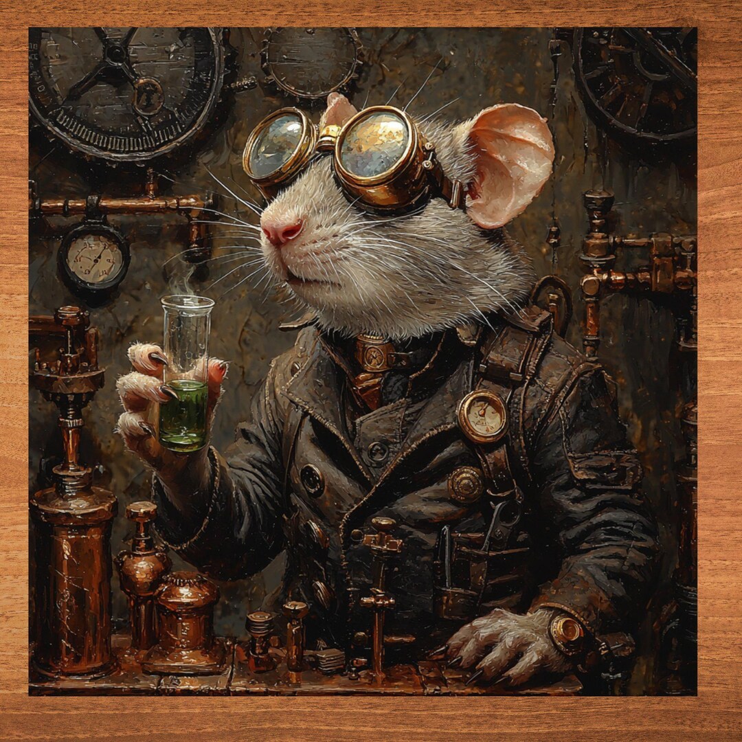 Steampunk Laboratory Rat Mouse Artwork Ceramic Tile Ratful Mouseful ...