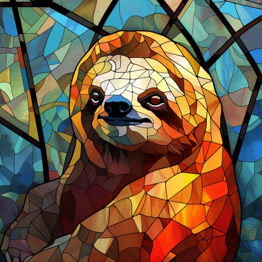 Sloth Stained Glass Window Cling - Etsy