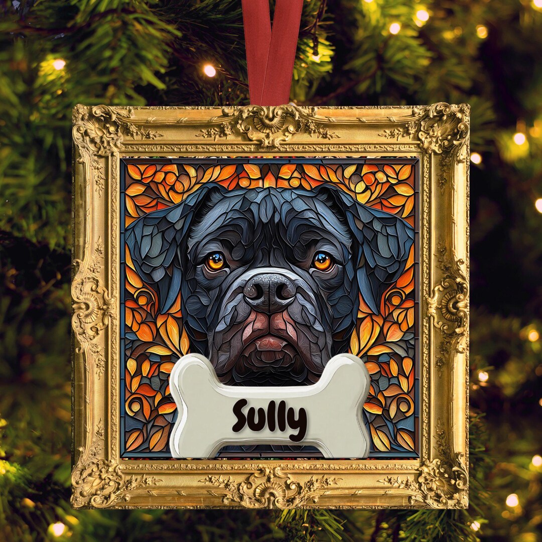 Cane Corso Dog Ornament Personalized Gold Framed Christmas Tree ...