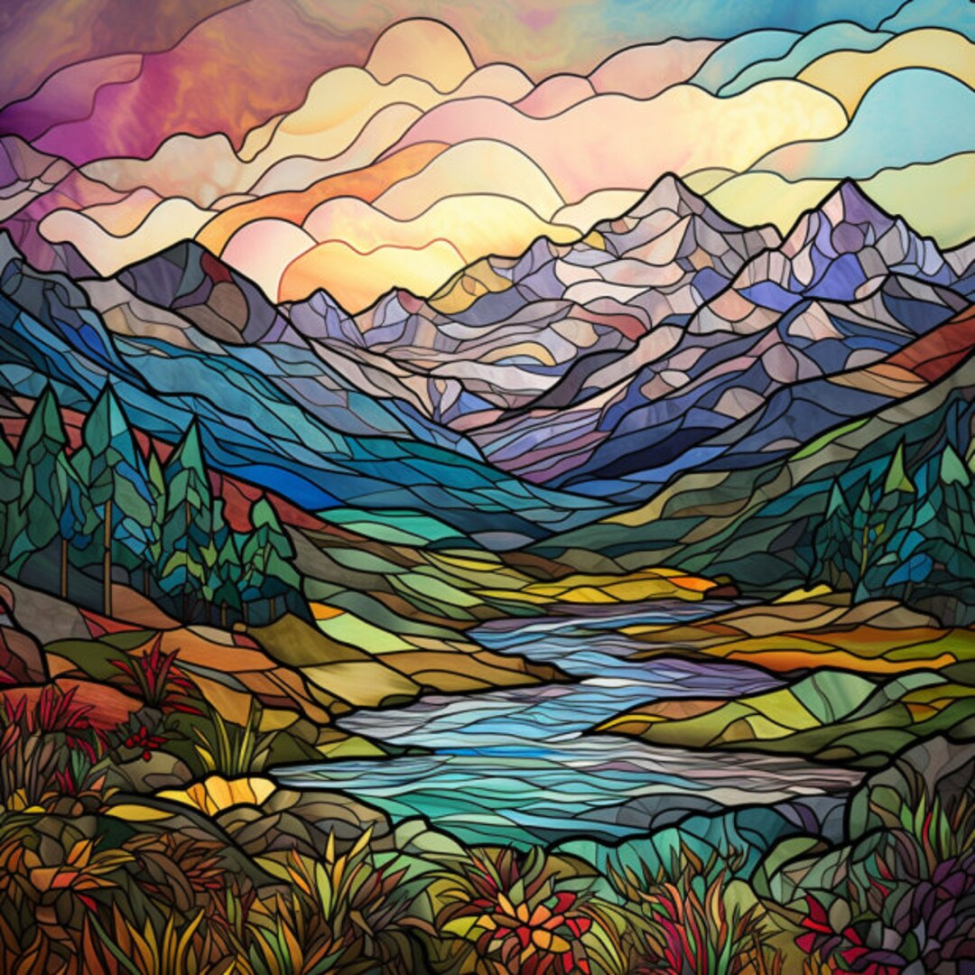 Swiss Alps Stained Glass Window Cling - Etsy