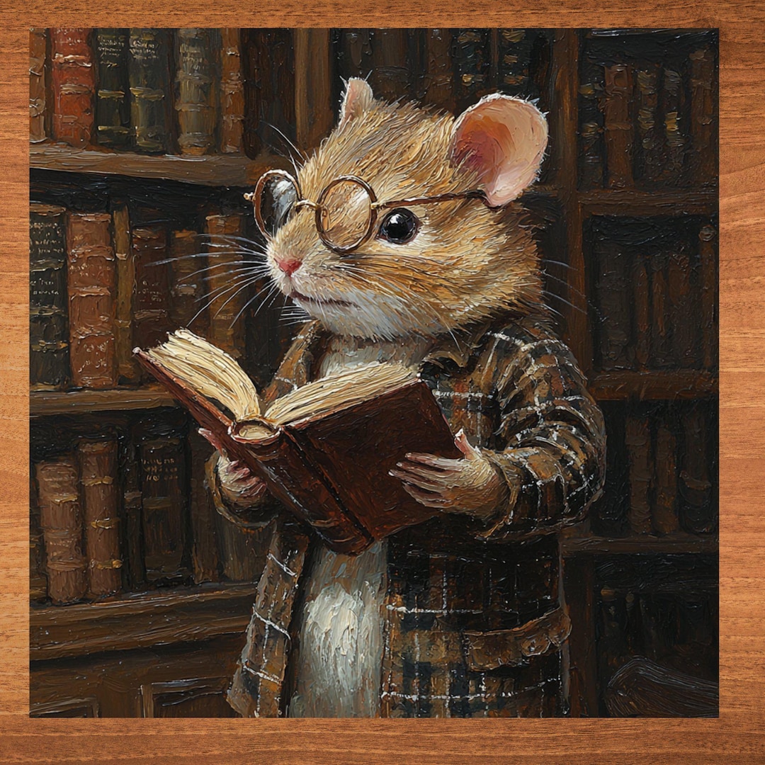 Rat Librarian Mouse Artwork Ceramic Tile Ratful Mouseful Decor Portrait ...