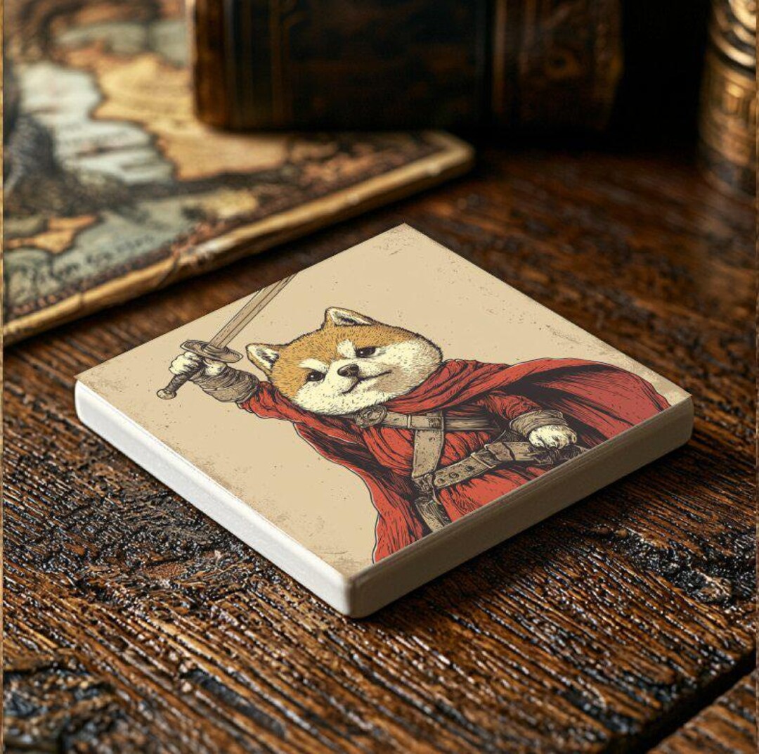 Shiba Inu Medieval Knight Ceramic Coaster Gift for Dog Lover Castlecore ...