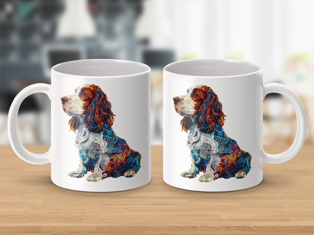 English Springer Spaniel Colorful Abstract Dog Art Mug, Whimsical ...