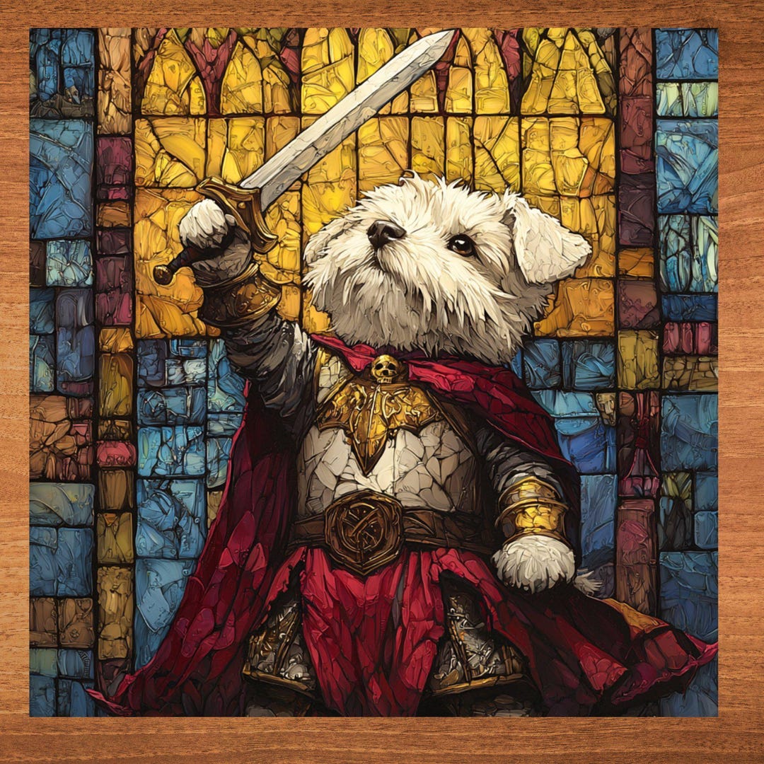 Maltese Medieval Dog Knight Decor Ceramic Art Tile in Various Sizes for ...