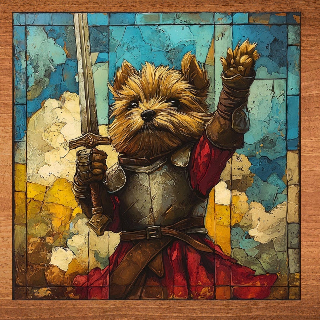 Yorkshire Terrier Medieval Dog Knight Decor Ceramic Art Tile in Various ...