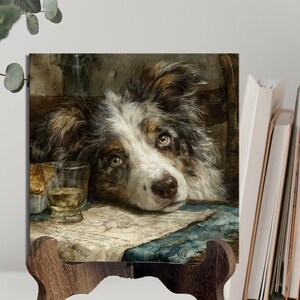 Collie Parisian Style Ceramic Tile Artwork With Optional Display Stand ...