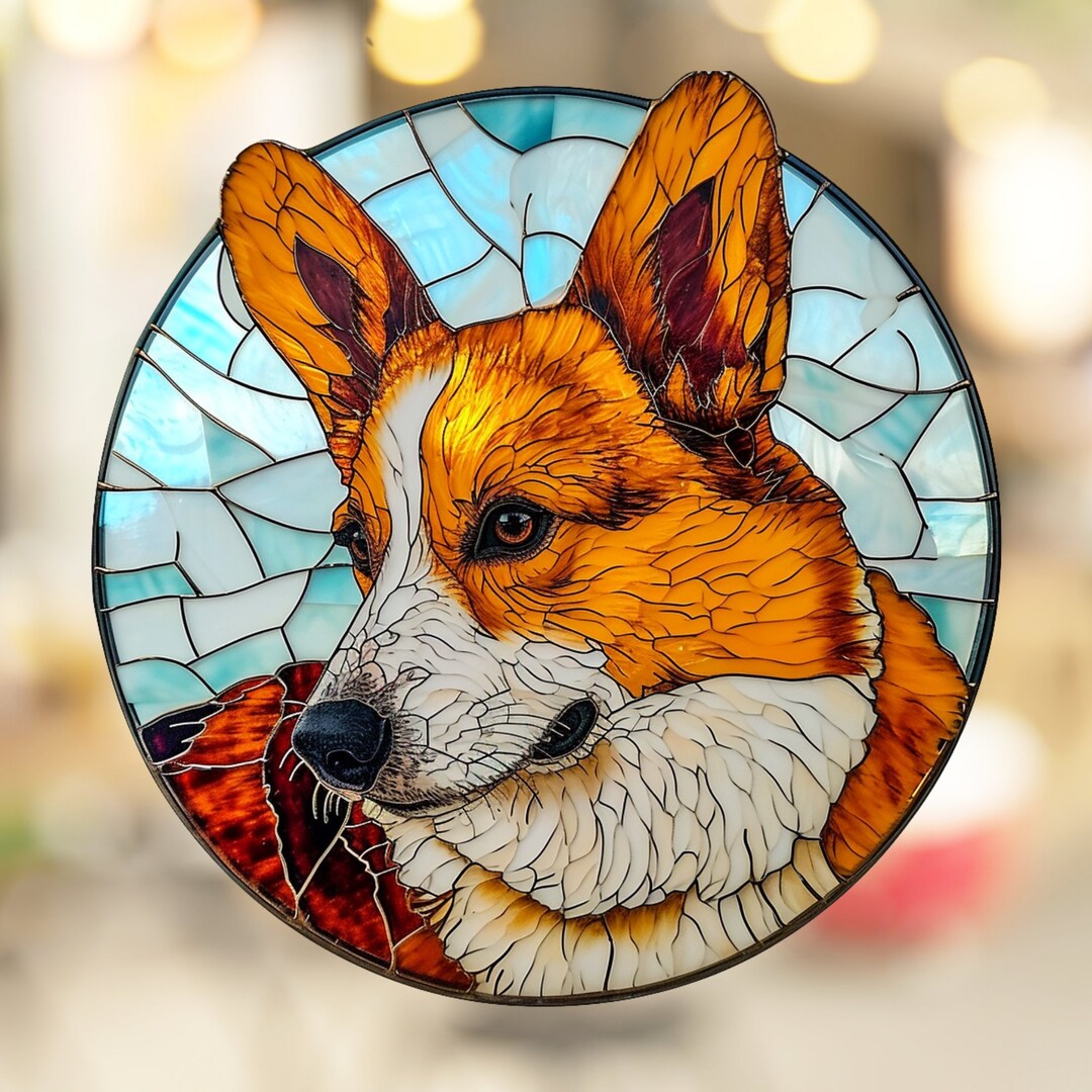 Corgi Stained Glass Window Cling Window Decal Sticker Window Cling for ...