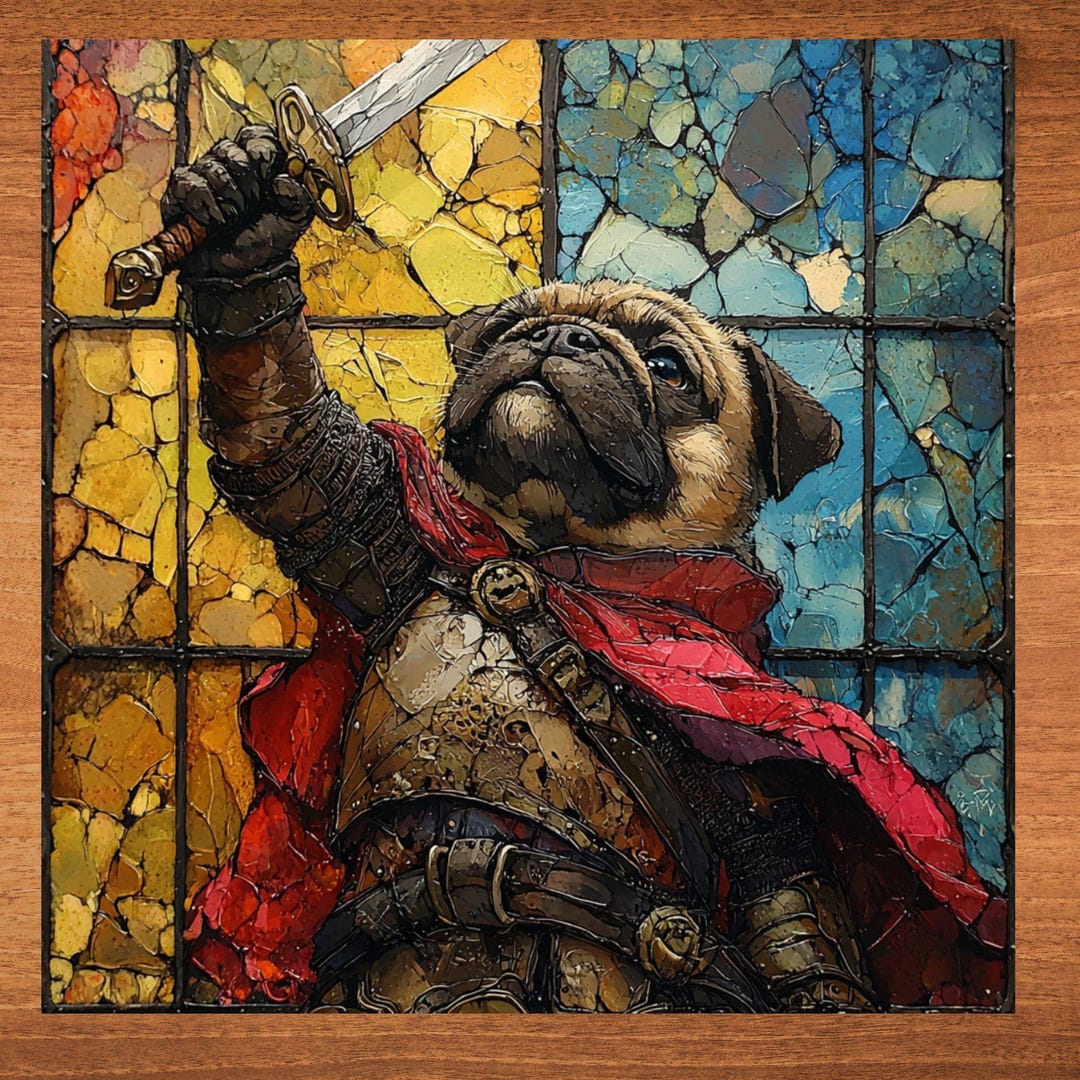 Boxer Medieval Dog Knight Decor Ceramic Art Tile in Various Sizes for ...