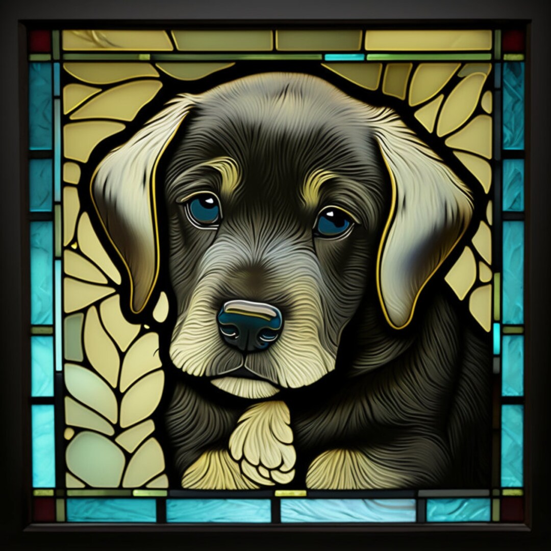 Labrador Retriever Faux Stained Glass Window Cling Easy to Reposition ...