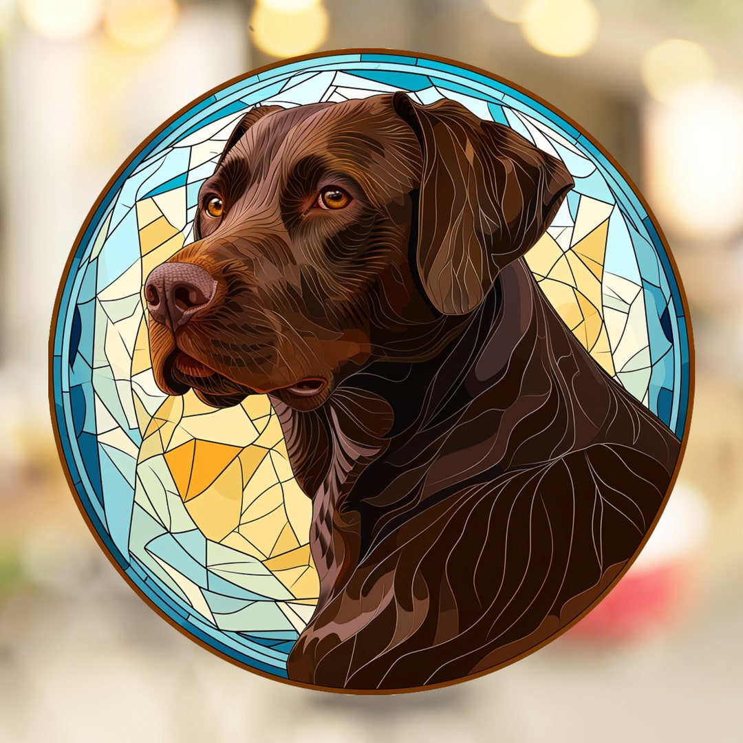 Chocolate Labrador Retriever Stained Glass Window Cling Window Decal ...