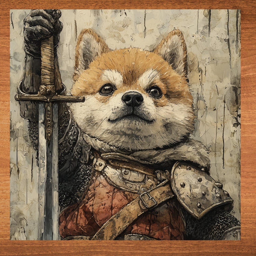 Shiba Inu Medieval Dog Knight Decor Ceramic Art Tile in Various Sizes ...