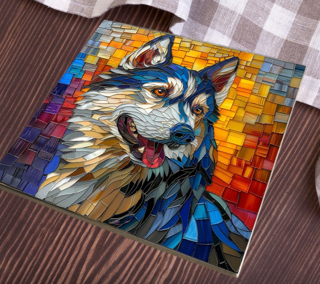 Siberian Husky Ceramic Tile Art Wall Tile Bookshelf Book Nook Gift for ...