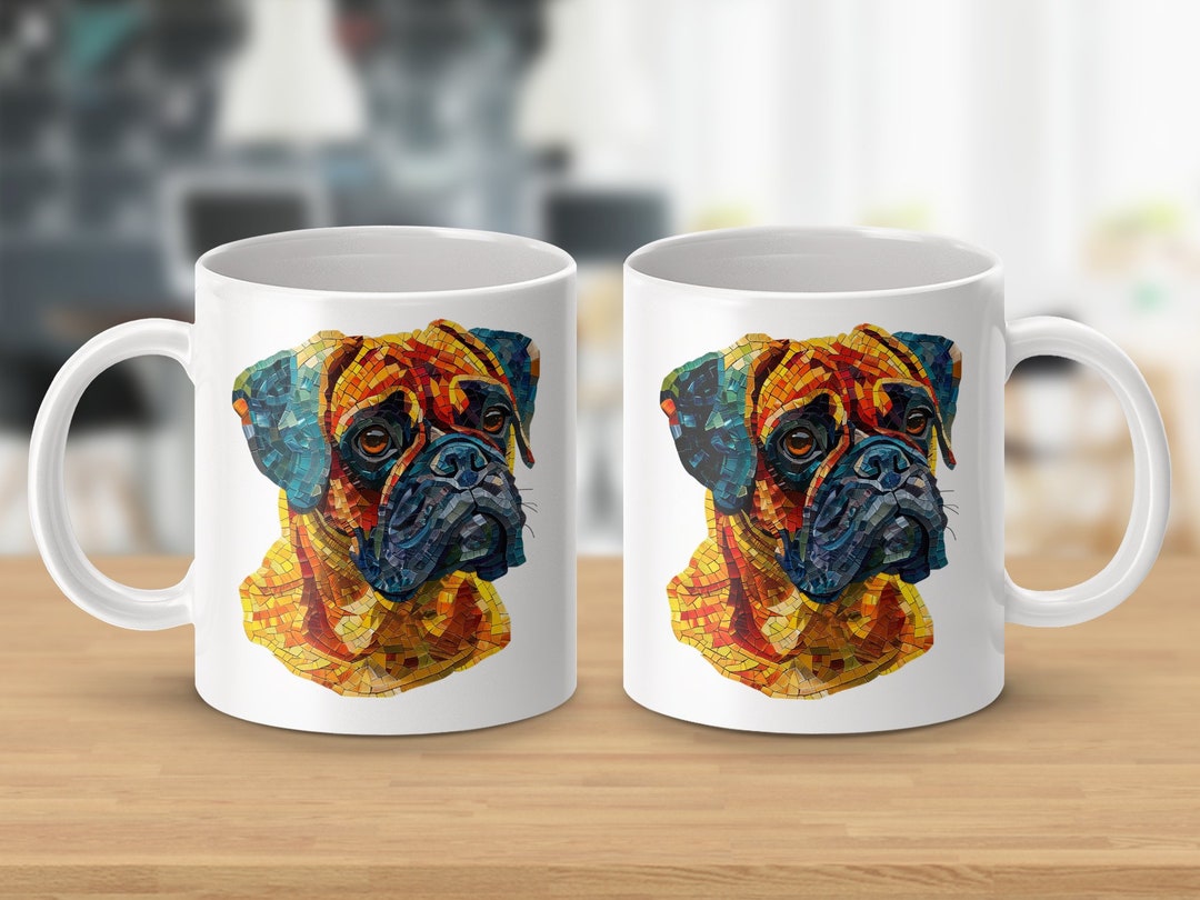 Bullmastiff Colorful Mosaic Boxer Dog Mug, Unique Boxer Lover Gift ...
