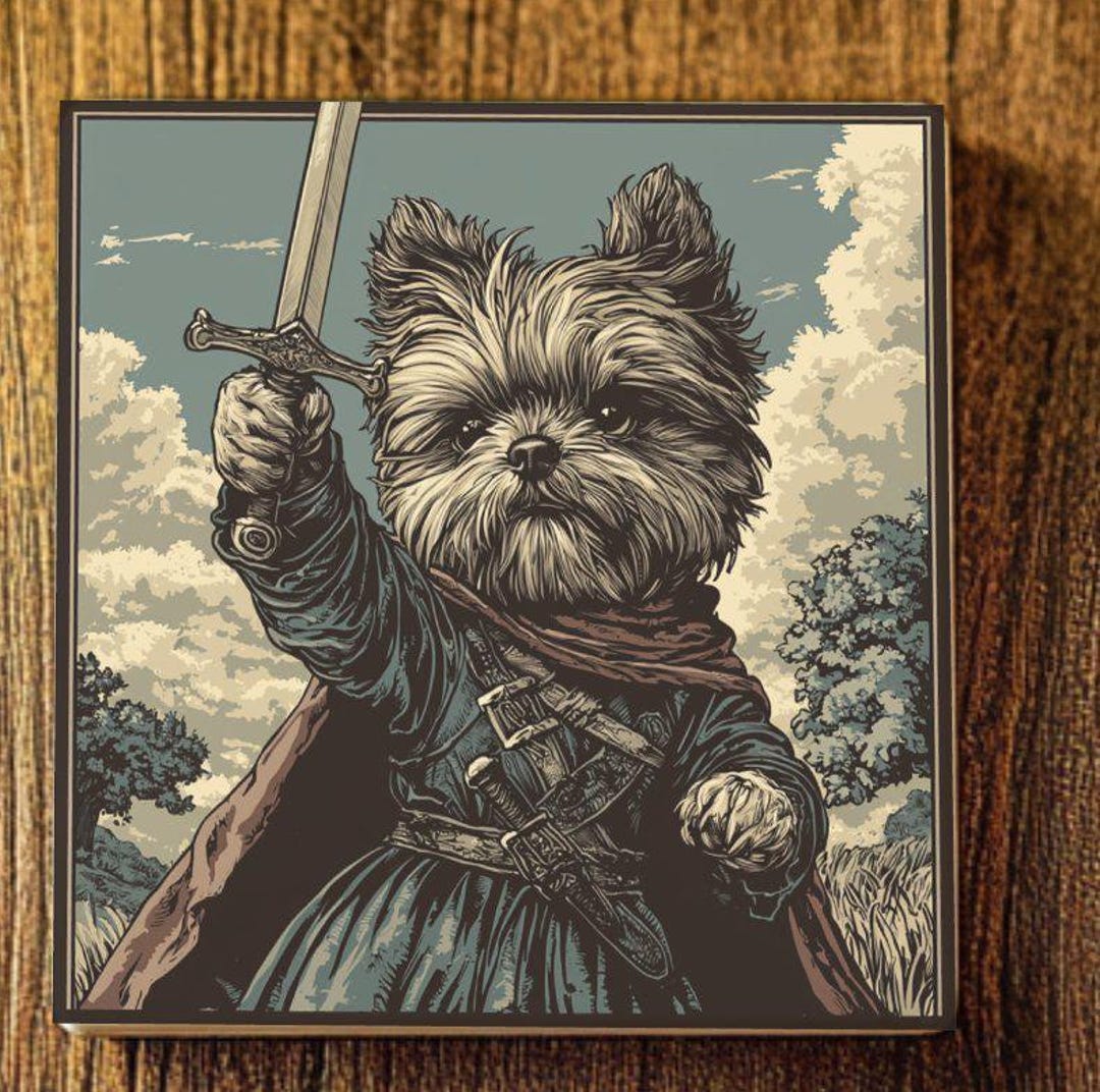 Yorkshire Terrier Medieval Knight Ceramic Coaster Gift for Dog Lover ...
