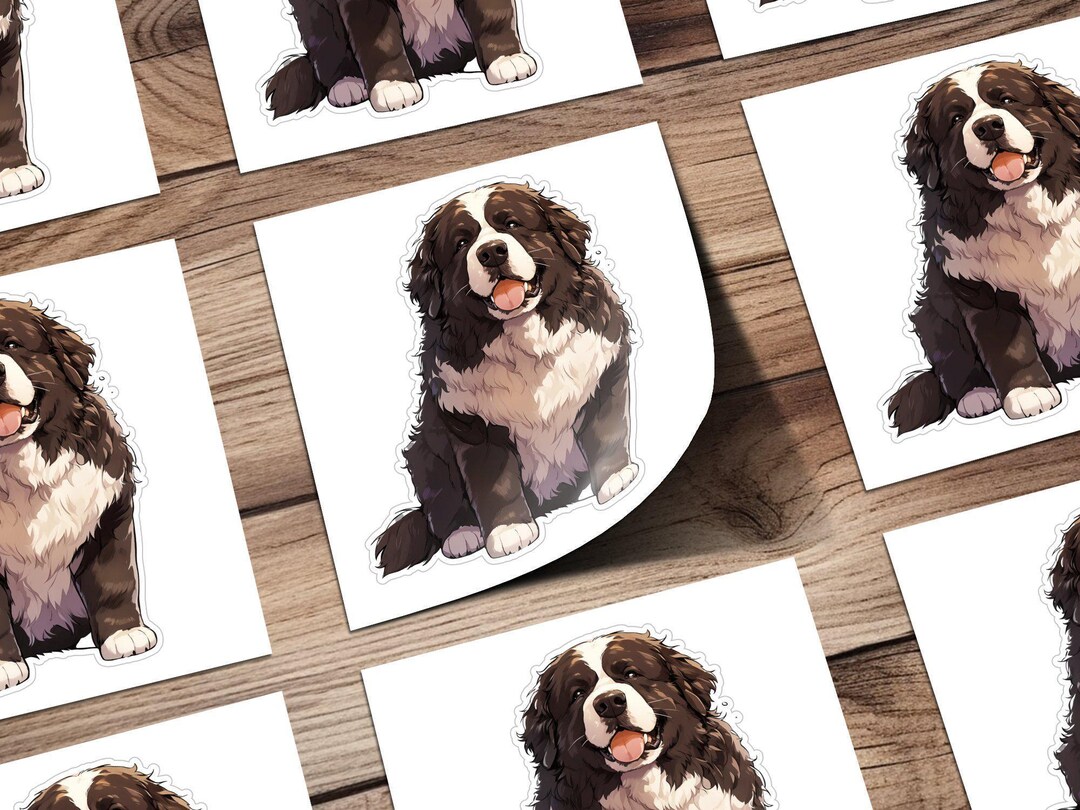 Newfoundland Sticker, Adorable Kawaii Style Decal for Dog Lover Dog Mom ...