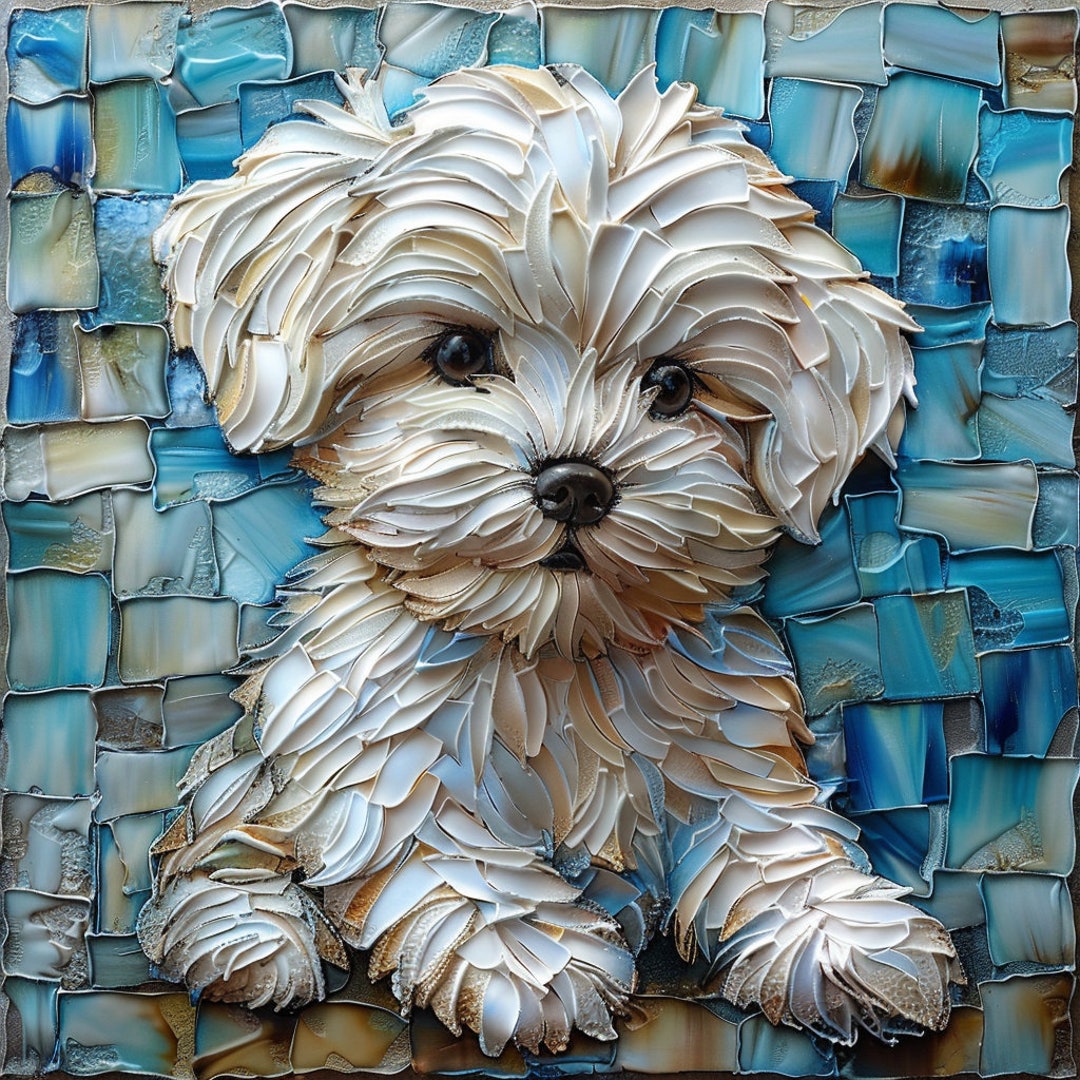 Maltese Puppy Ceramic Tile Art Wall Tile Bookshelf Book Nook Gift for ...