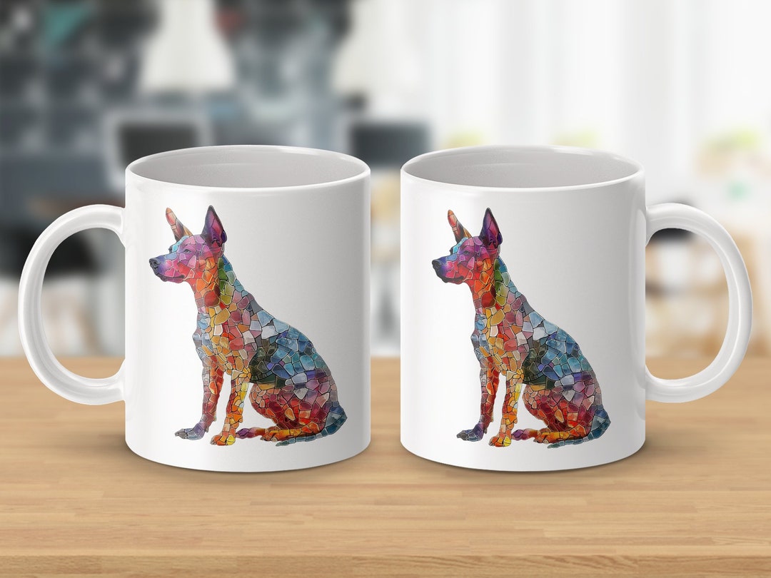 Basenji Colorful Mosaic Dog Mug, Artistic Animal Coffee Cup, Unique ...