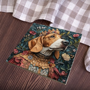 Bloodhound Dog Medieval King Ceramic Art Tile Castlecore Dark Academia ...