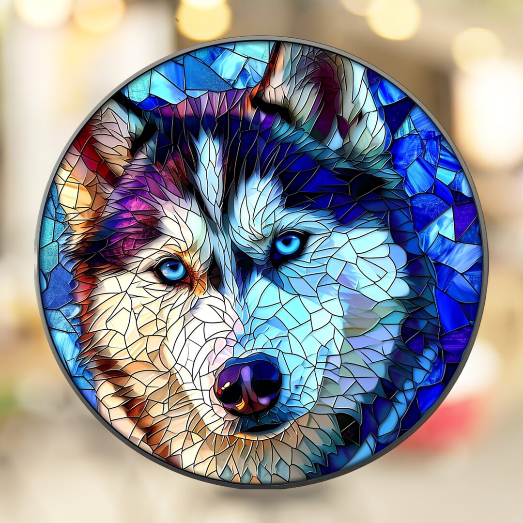 Baby Husky Stained Glass Window Cling Window Decal Sticker Window Cling ...