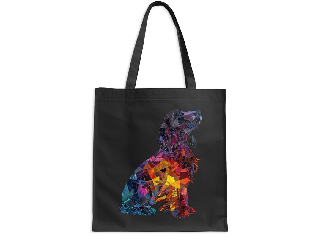Gordon Setter Canvas Tote Bag Vibrant Stained Glass Look Dog Breed 100% ...