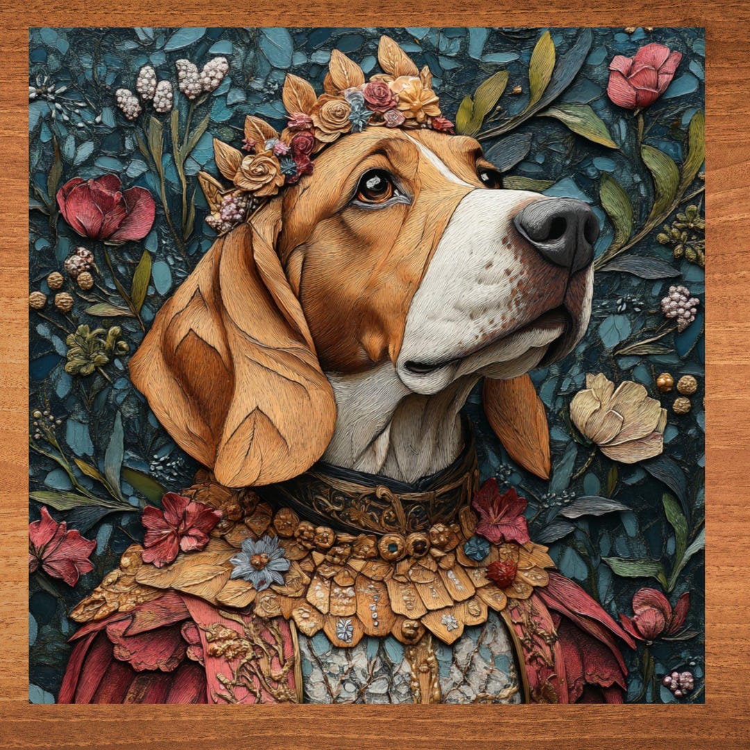 Bloodhound Dog Medieval King Ceramic Art Tile Castlecore Dark Academia ...