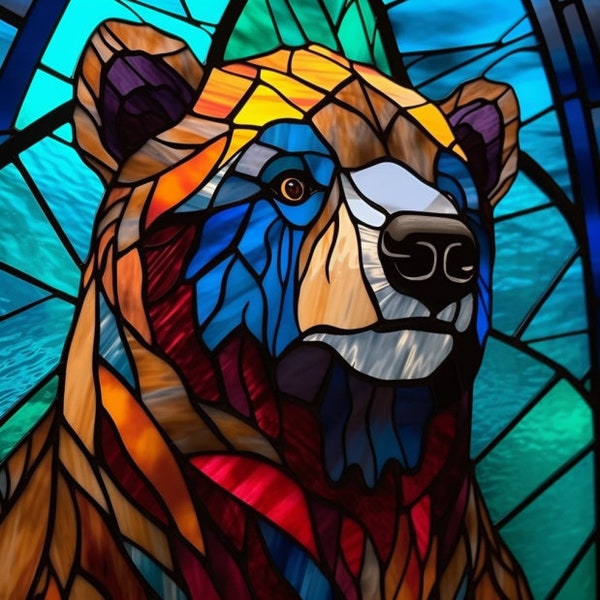 Stained Glass Bear - Etsy