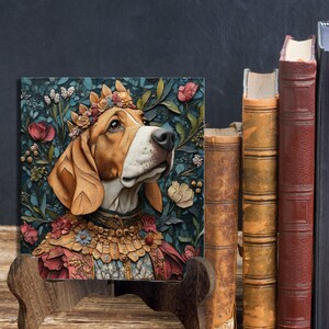 Bloodhound Dog Medieval King Ceramic Art Tile Castlecore Dark Academia ...