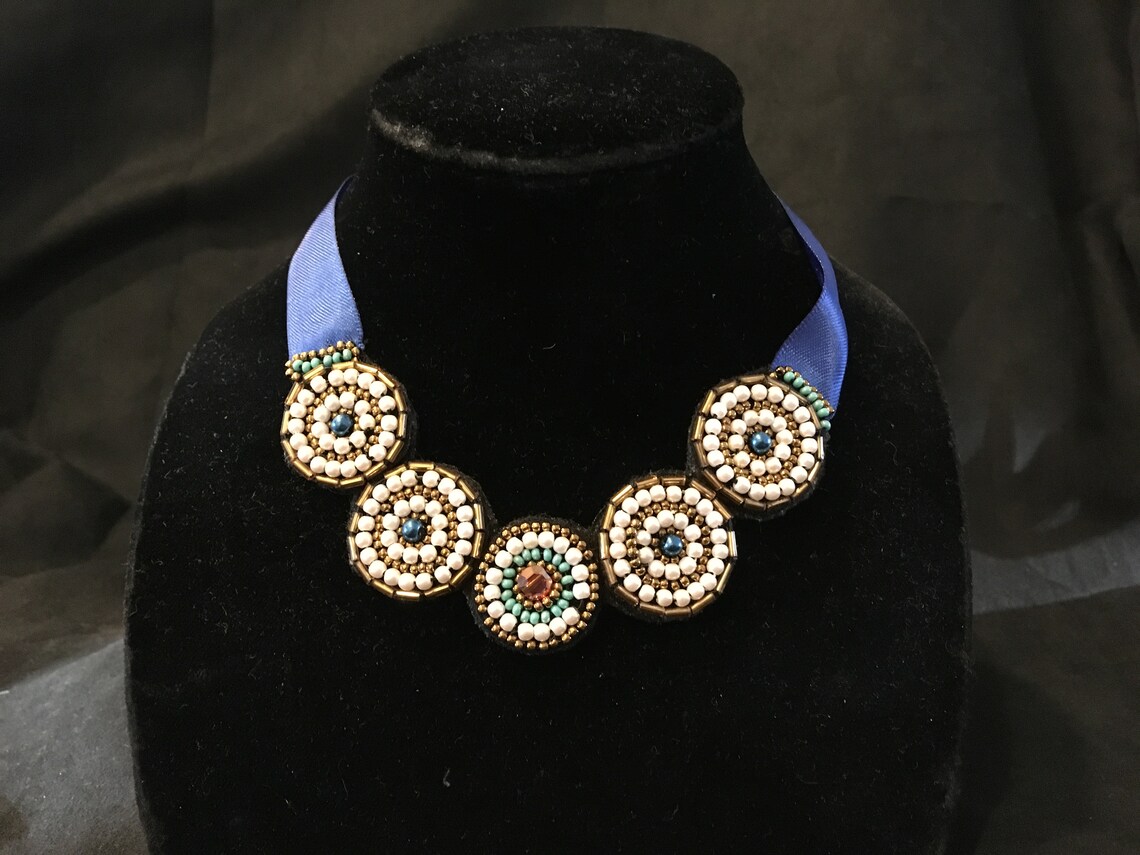 Hand Embroidered Necklace - Etsy
