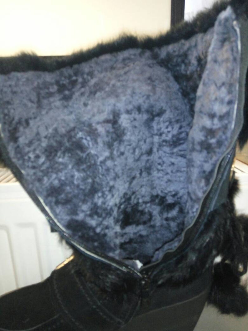 Women's Natural Rabbit and Suede Fur Boots, Mukluks, Yeti, Natural Fur ...