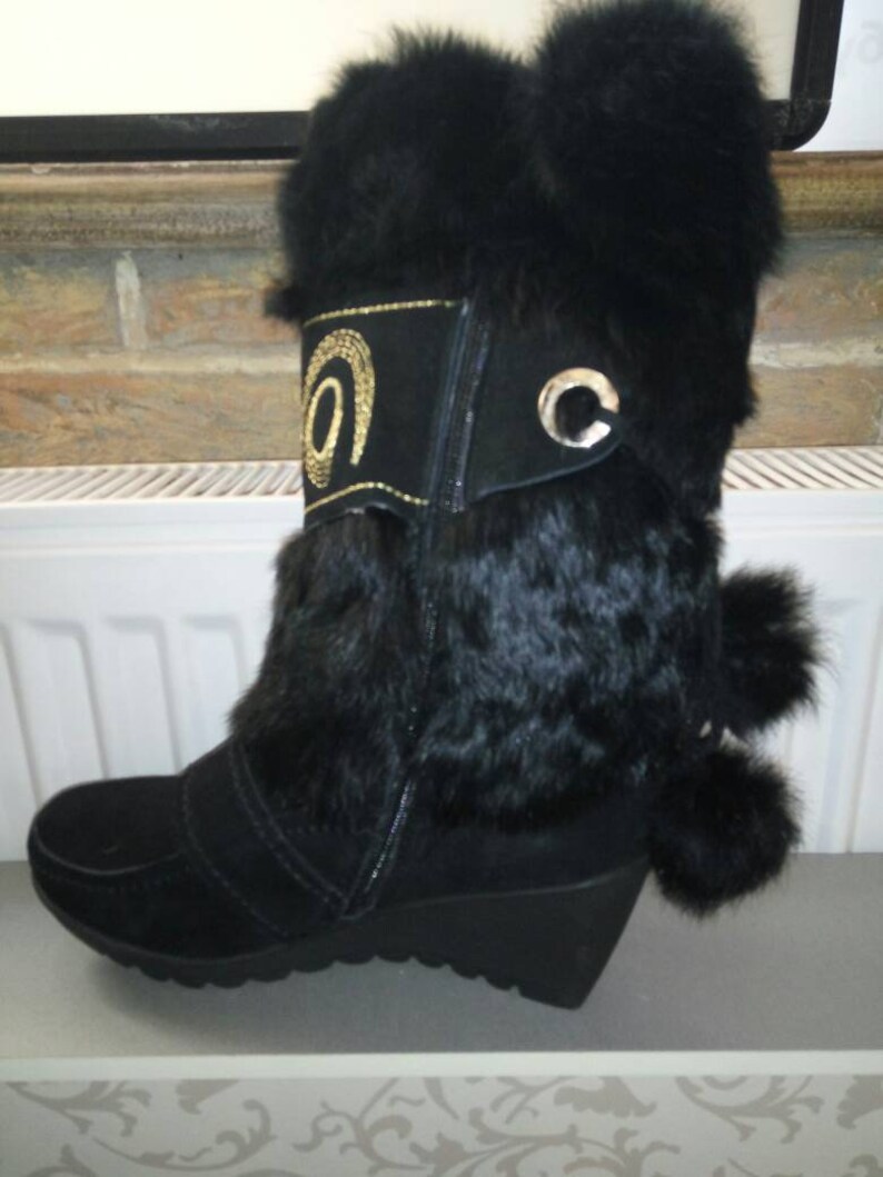Women's Natural Rabbit and Suede Fur Boots Mukluks Yeti - Etsy