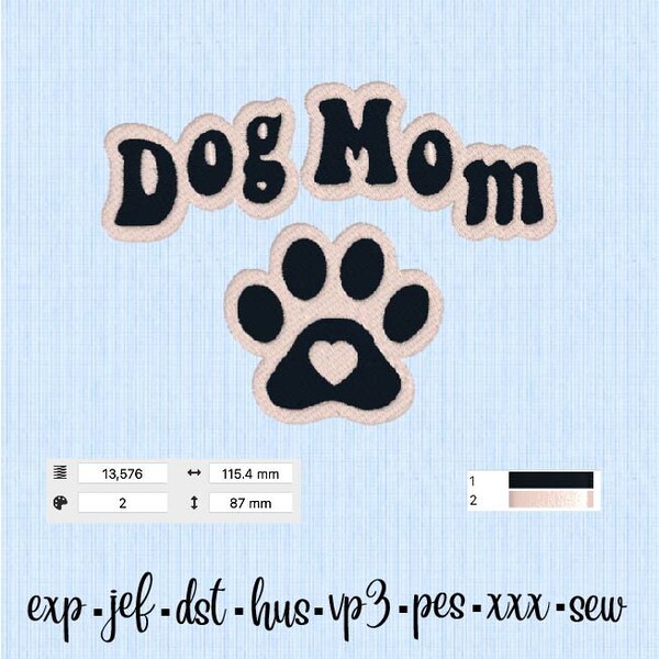 Dog Mom Embroidery File - Etsy